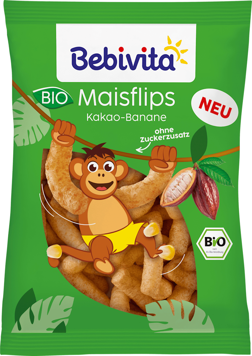 Bebivita Kindersnack Maisflips Kakao-Banane ab 3 Jahren, 30 g dauerhaft ...