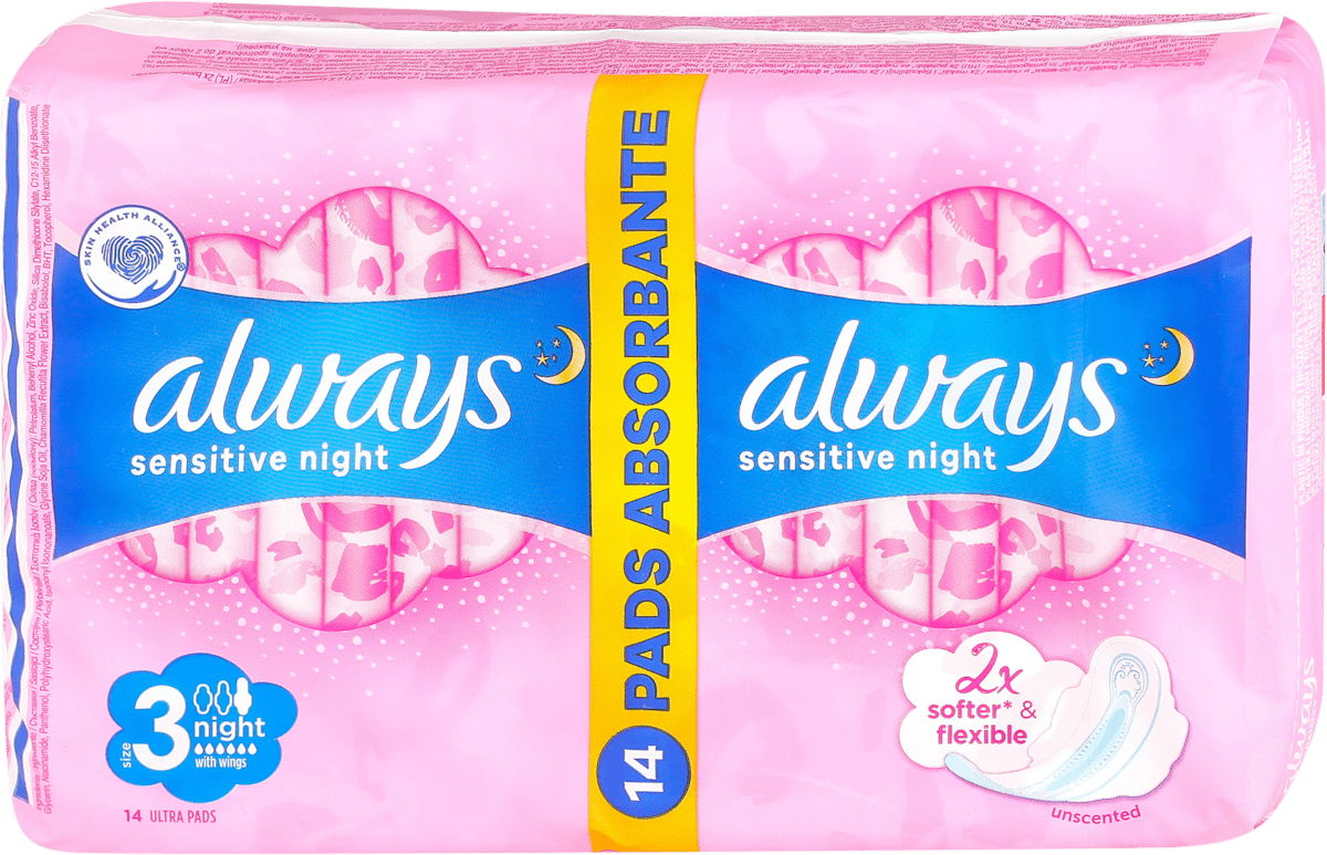 always Ultra sensitive night 3, ciklusni ulošci, 14 kom | dm.rs