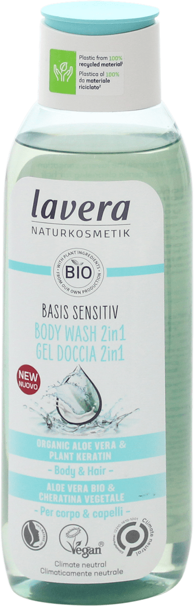 lavera NATURKOSMETIK Gel doccia 2in1 Basis Sensitiv con aloe vera bio e ...