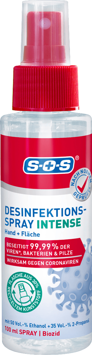 SOS Desinfektionsspray Intense für Hand & Flächen, 100 ml dauerhaft ...