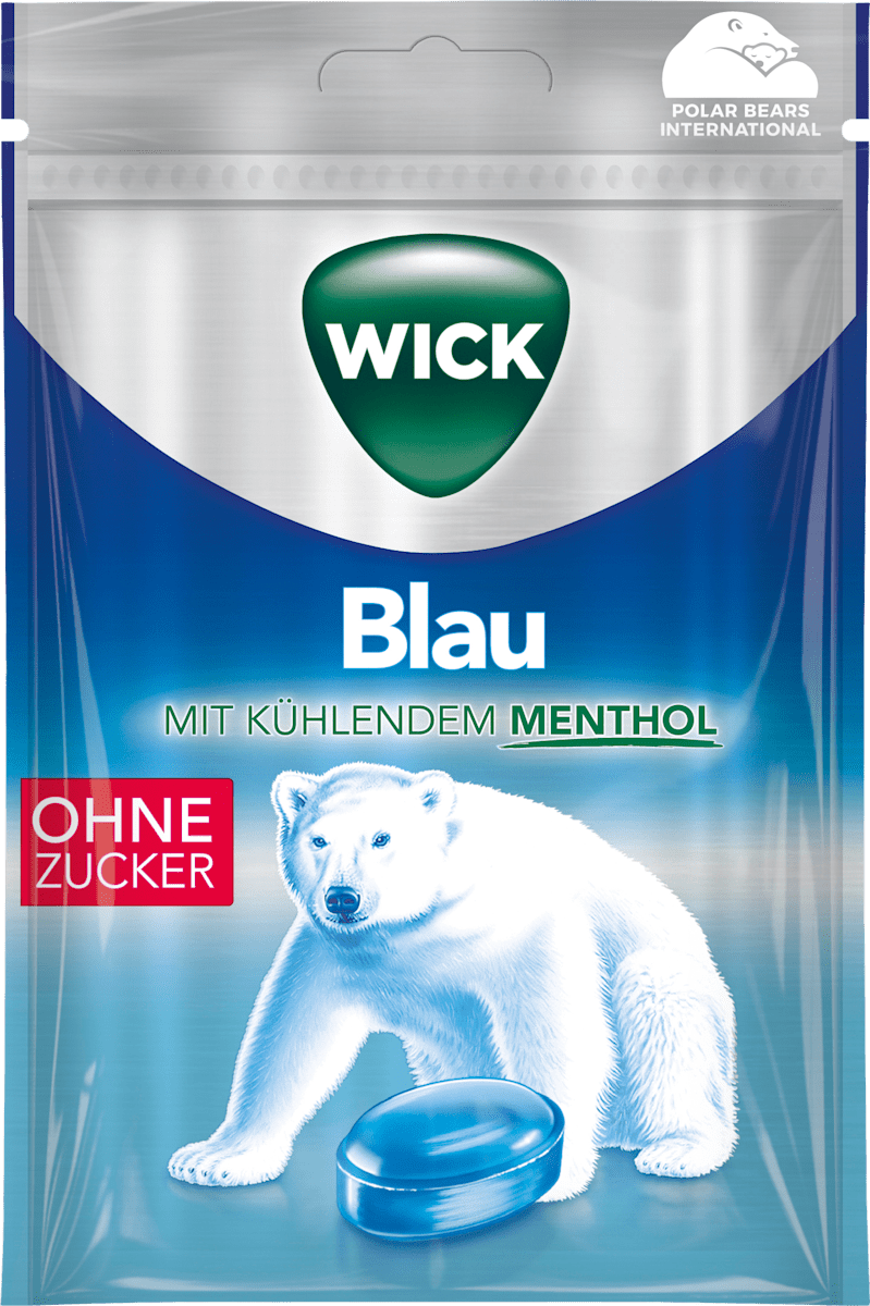 WICK Bonbon, Blau mit Menthol, zuckerfrei, 72 g dauerhaft günstig ...