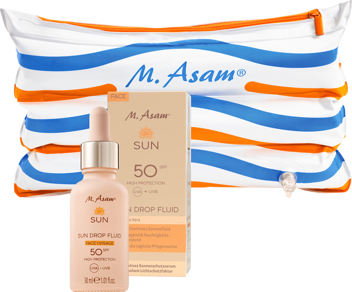 M. Asam Sonnenfluid Gesicht sun drops LSF 50 + beach pillow bag, 1 St ...