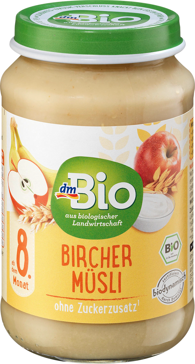 dmBio bio příkrm jablko, banán, jogurt & müsli, 190 g | dm.cz