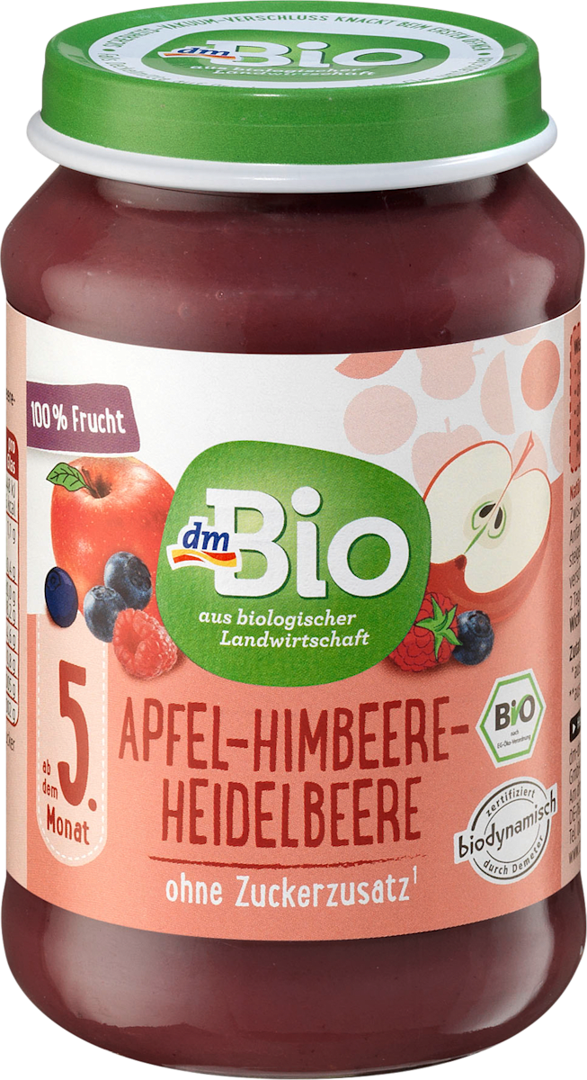 dmBio Früchte Apfel-Himbeere-Heidelbeere ab dem 5. Monat, 190 g ...