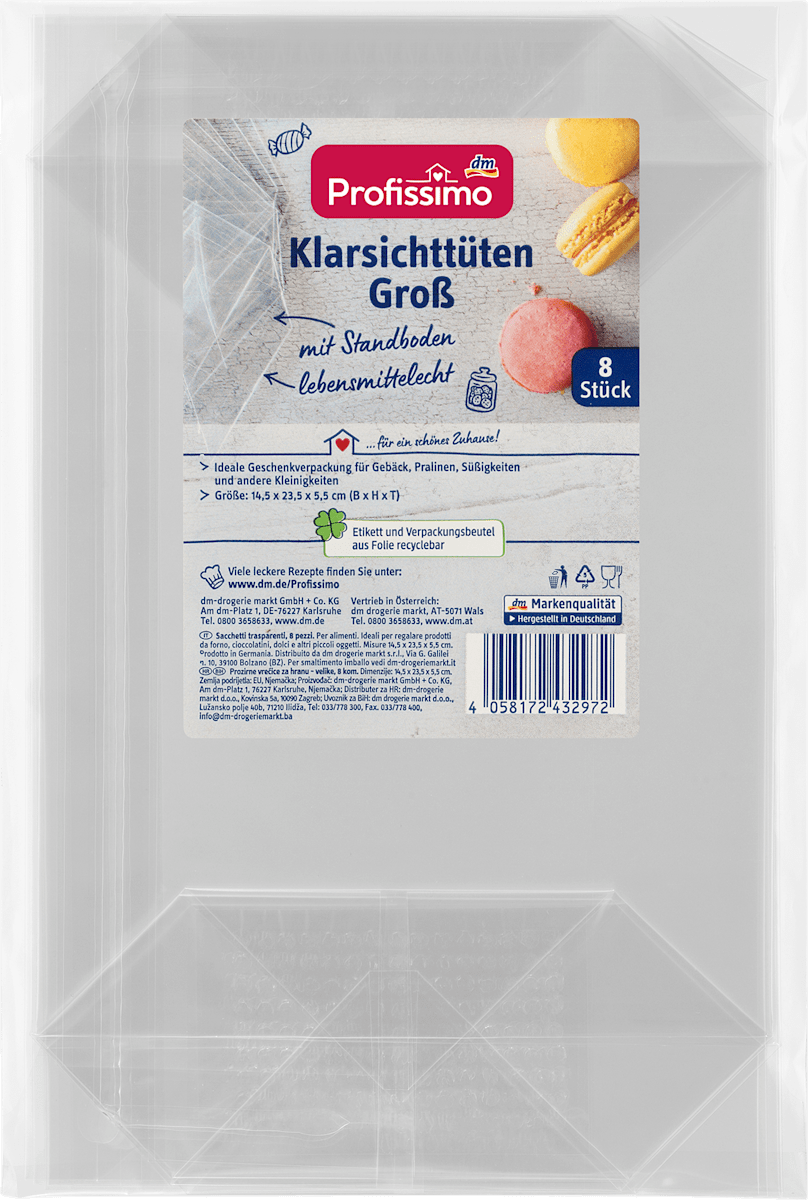 Profissimo Prozorne vrečke z ravnim dnom, 8 kos | dm.si