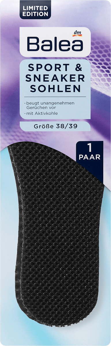 Balea Sport & Sneaker Sohlen schwarz Gr. 38/39 (1 Paar), 2 St | dm.at