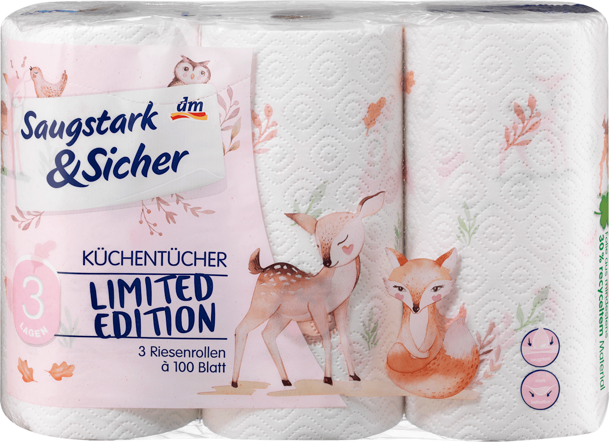 Saugstark&Sicher Papirni ubrusi, 3-slojni, 3x100 listića, 3 kom. | dm ...