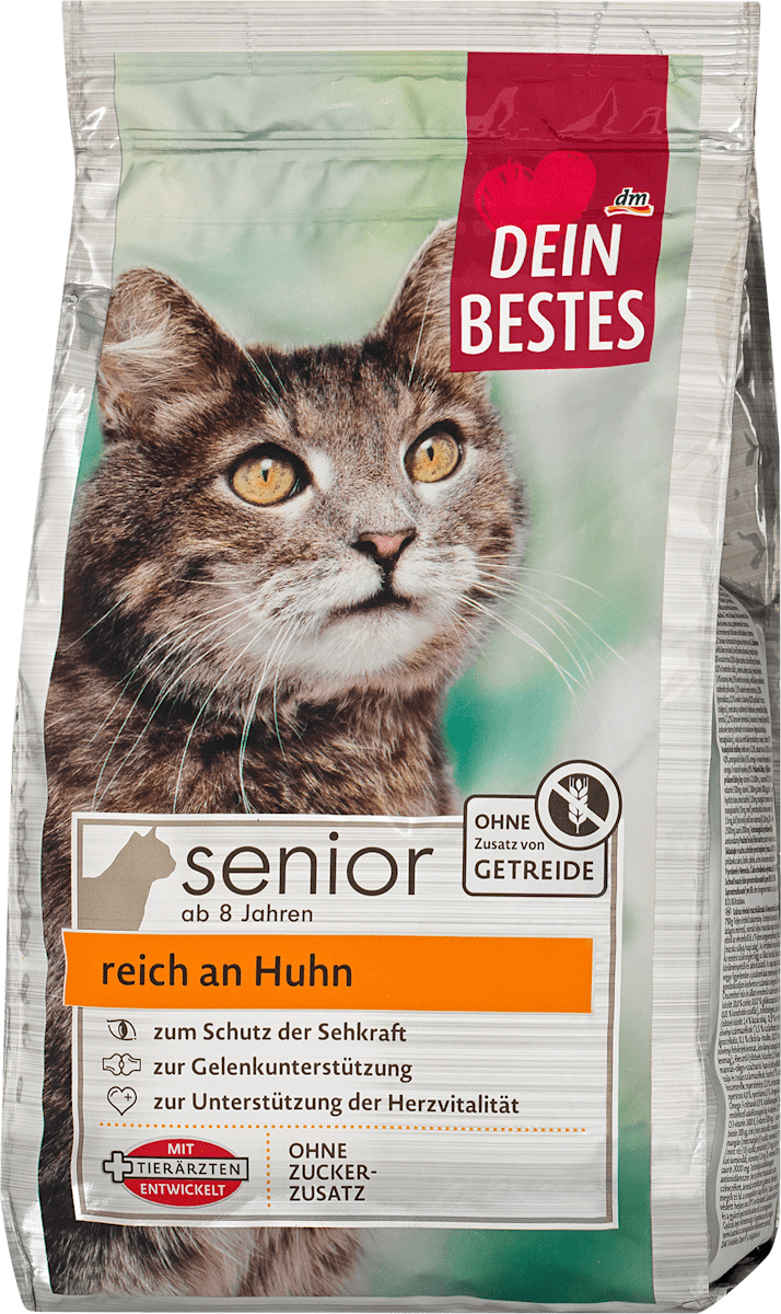 Dein Bestes Trockenfutter Katze mit Huhn, Senior, 750 g dauerhaft ...