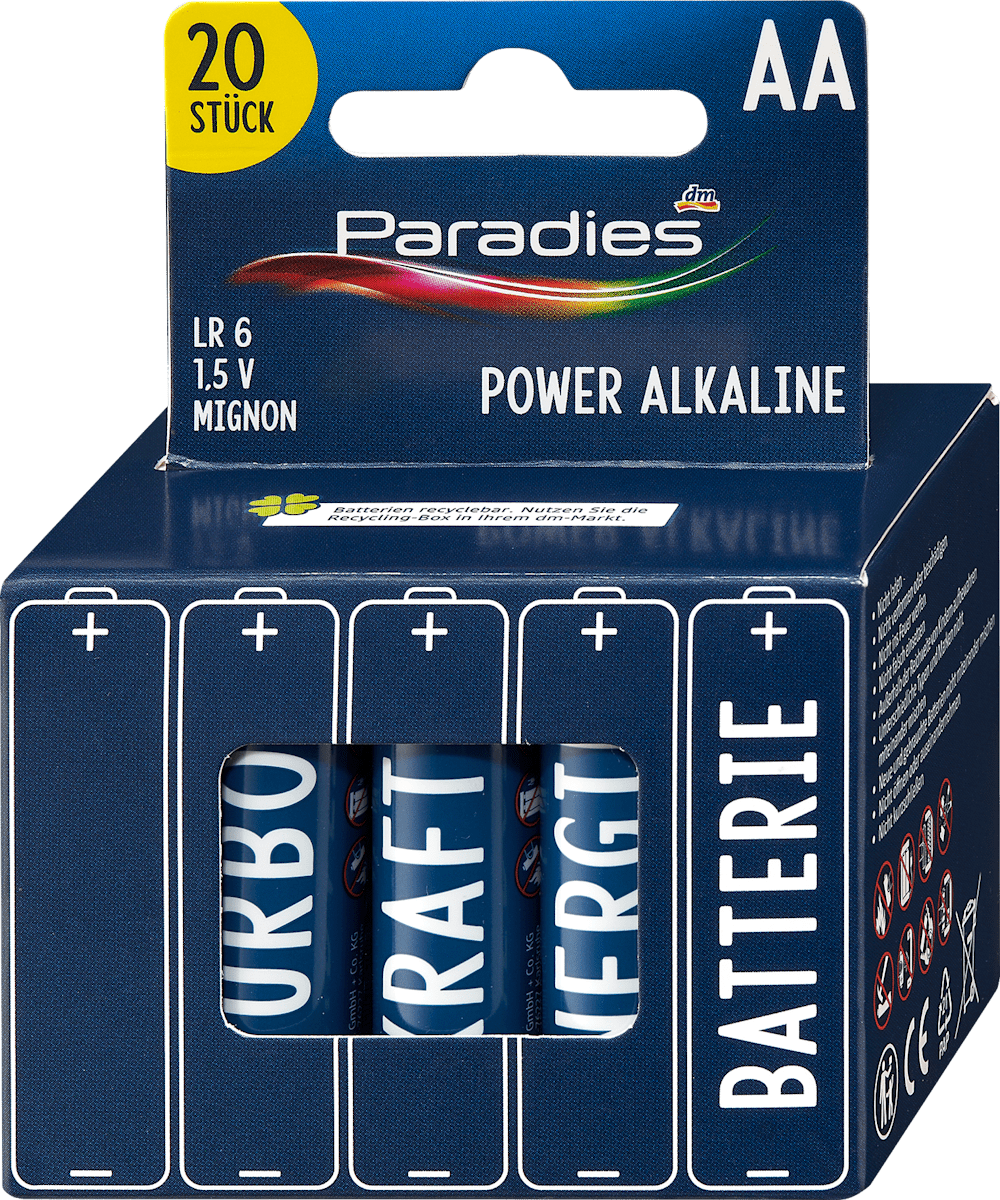 Paradies Alkalne baterije AA Mignon, LR 6, 1,5 V, 20 kos | dm.si