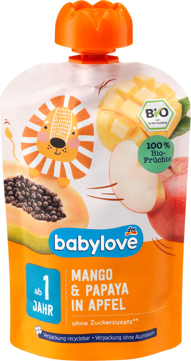 babylove Bebi kašica užitak - mango, papaja u jabuci, od 1. godine, 100 ...