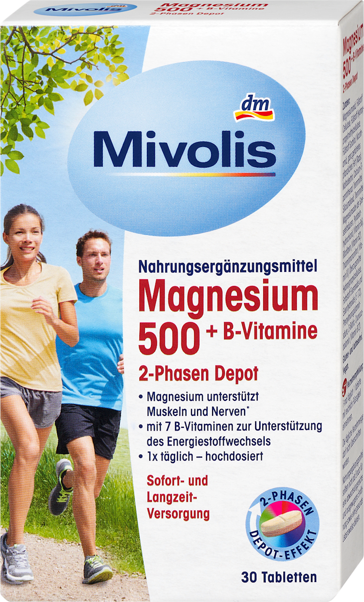 Mivolis Magnesium 500 + B-Vitamine 2-Phasen Depot, Tabletten 30 St., 45 ...