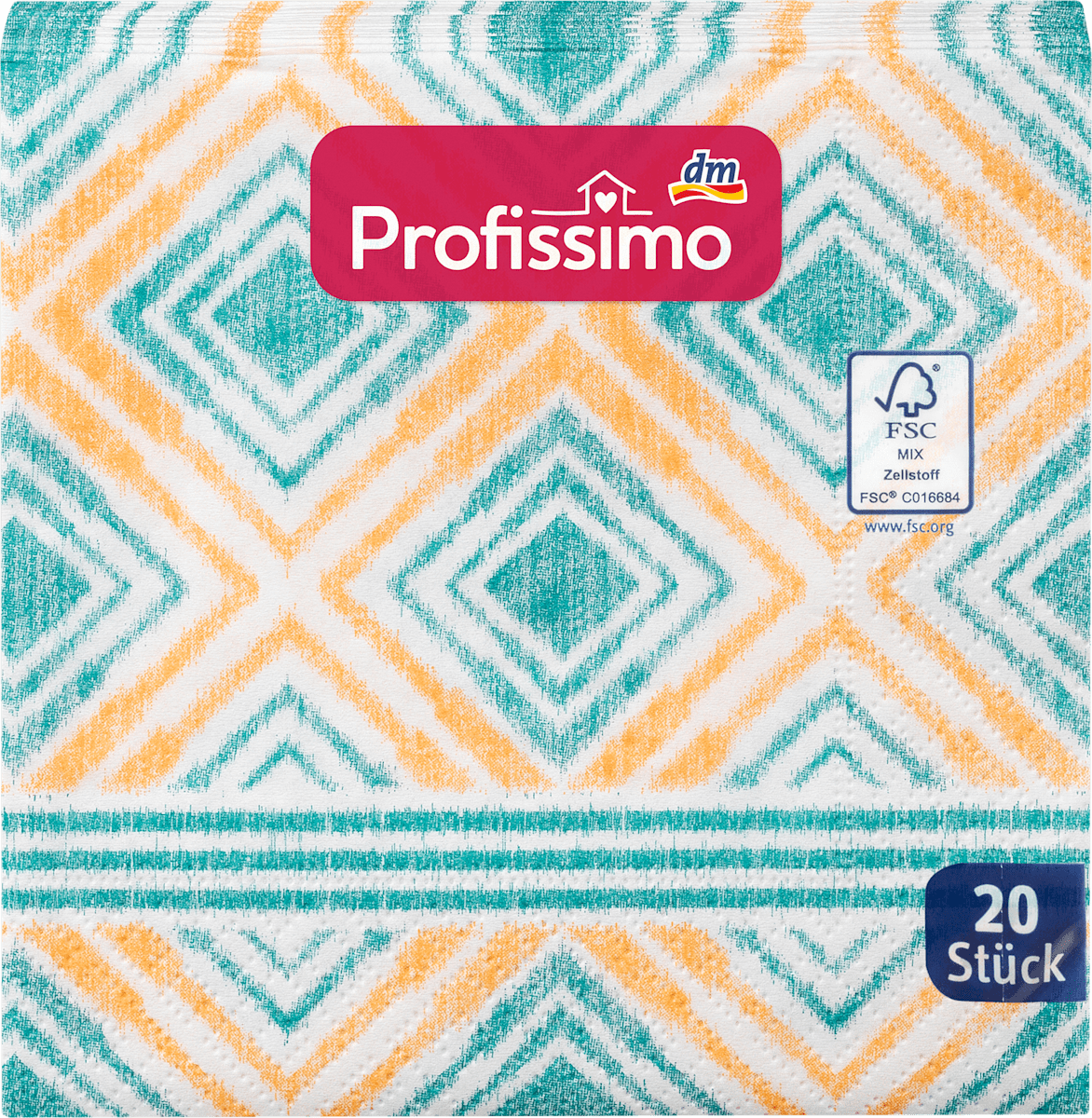 Profissimo Салфетки с мотиви в синьо жълто, 20 бр. | dm България