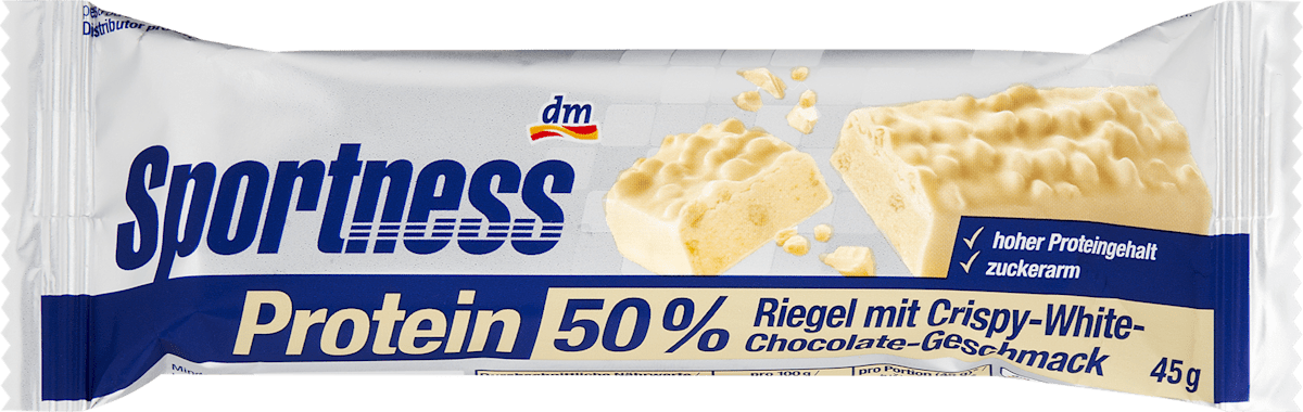 Sportness Proteinriegel 50%, Crispy White Chocolate Geschmack, 45 g ...