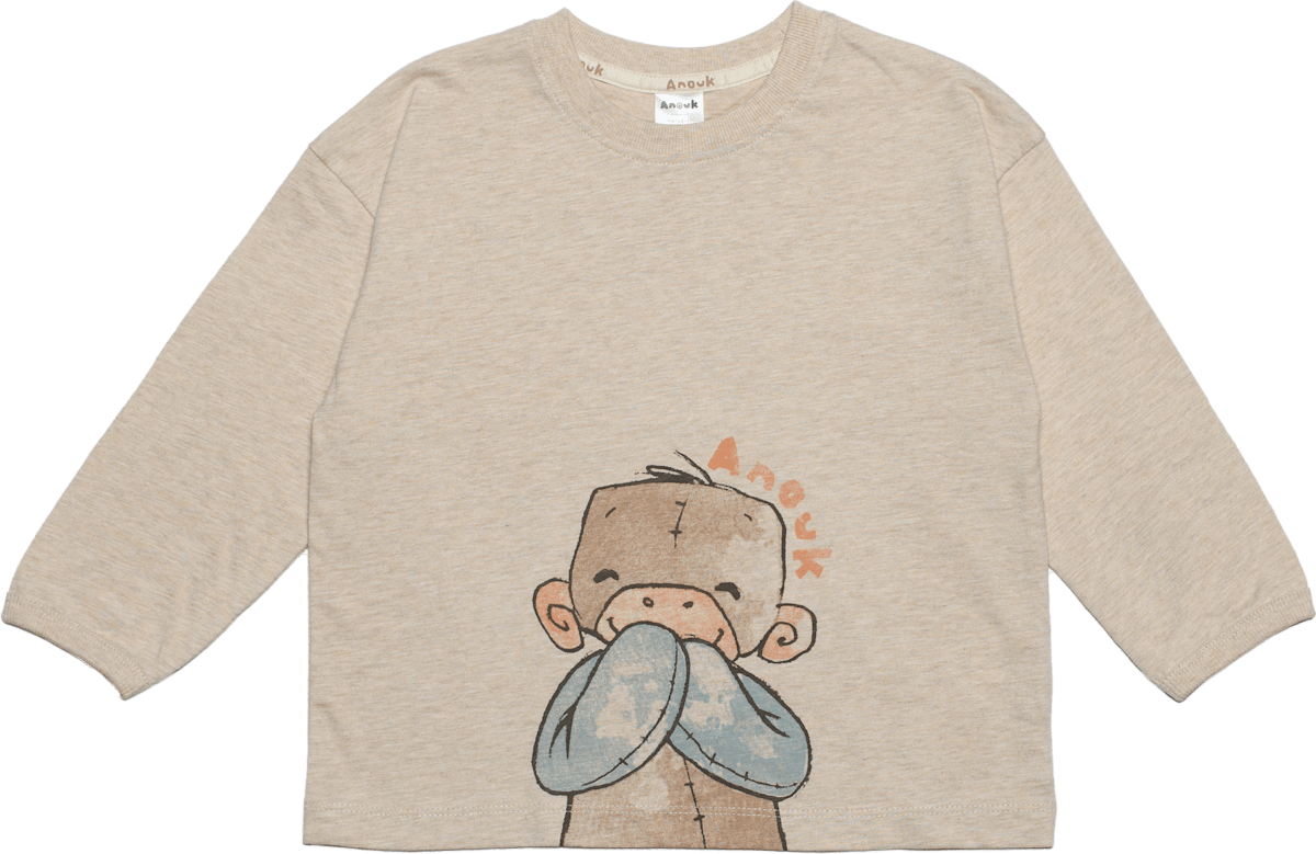 Anouk natubini Anouk Langarmshirt mit Affi-Motiv, beige, Gr. 110, 1 St ...