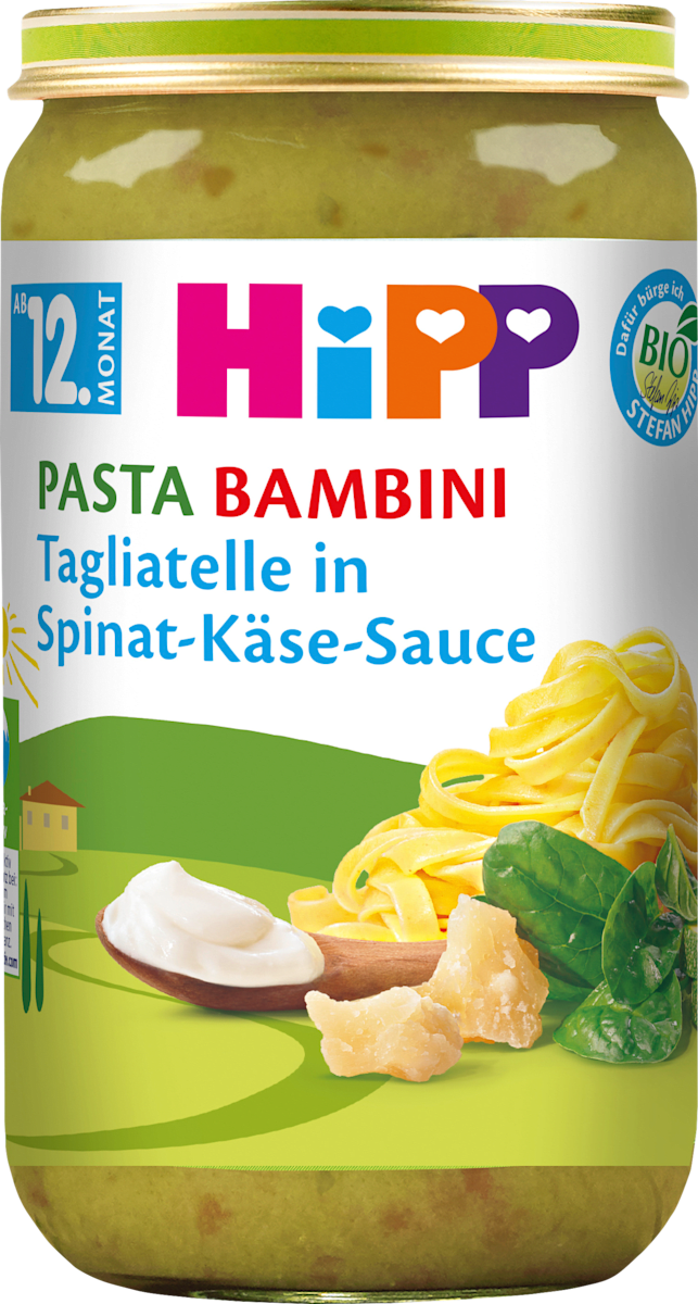 HiPP Menü Pasta Bambini Tagliatelle in Spinat-Käse-Sauce ab dem 12 ...