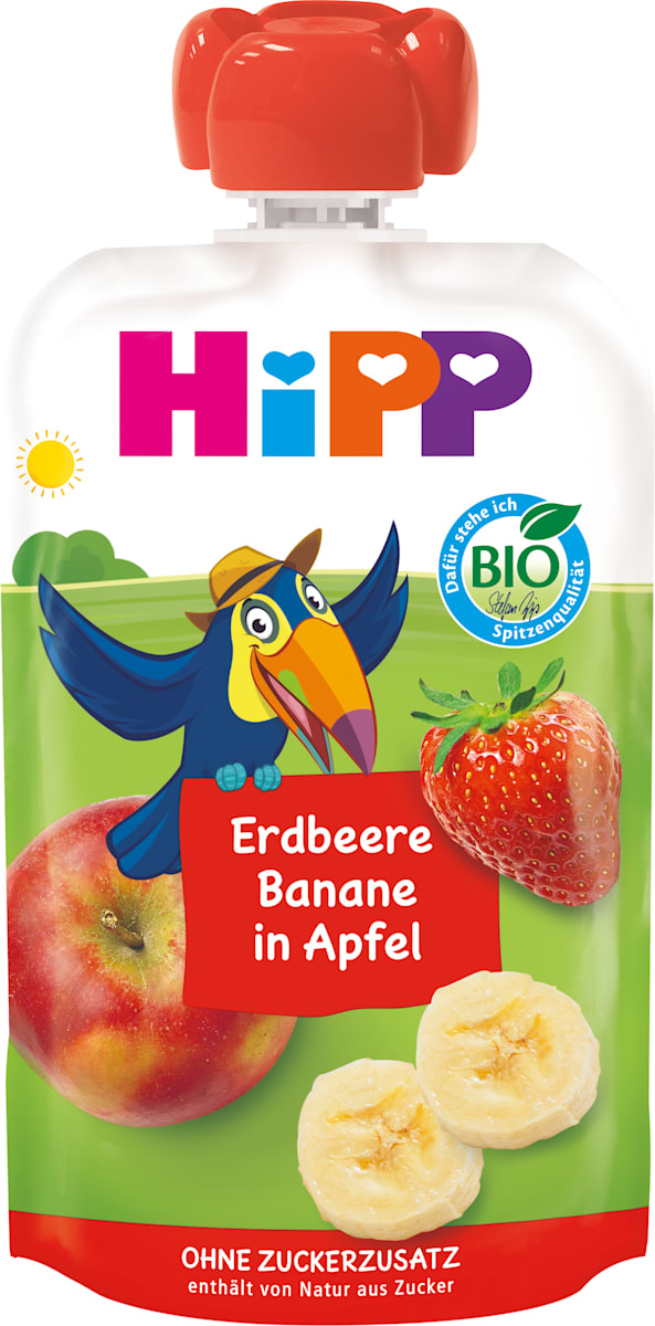 HiPP Quetschie Hippis Erdbeere-Banane in Apfel ab 1 Jahr, 100 g | dm.at