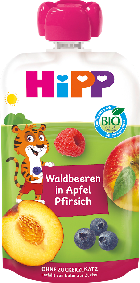 HiPP Quetschie Hippis Waldbeeren in Apfel-Pfirsich ab 1 Jahr, 100 g | dm.at