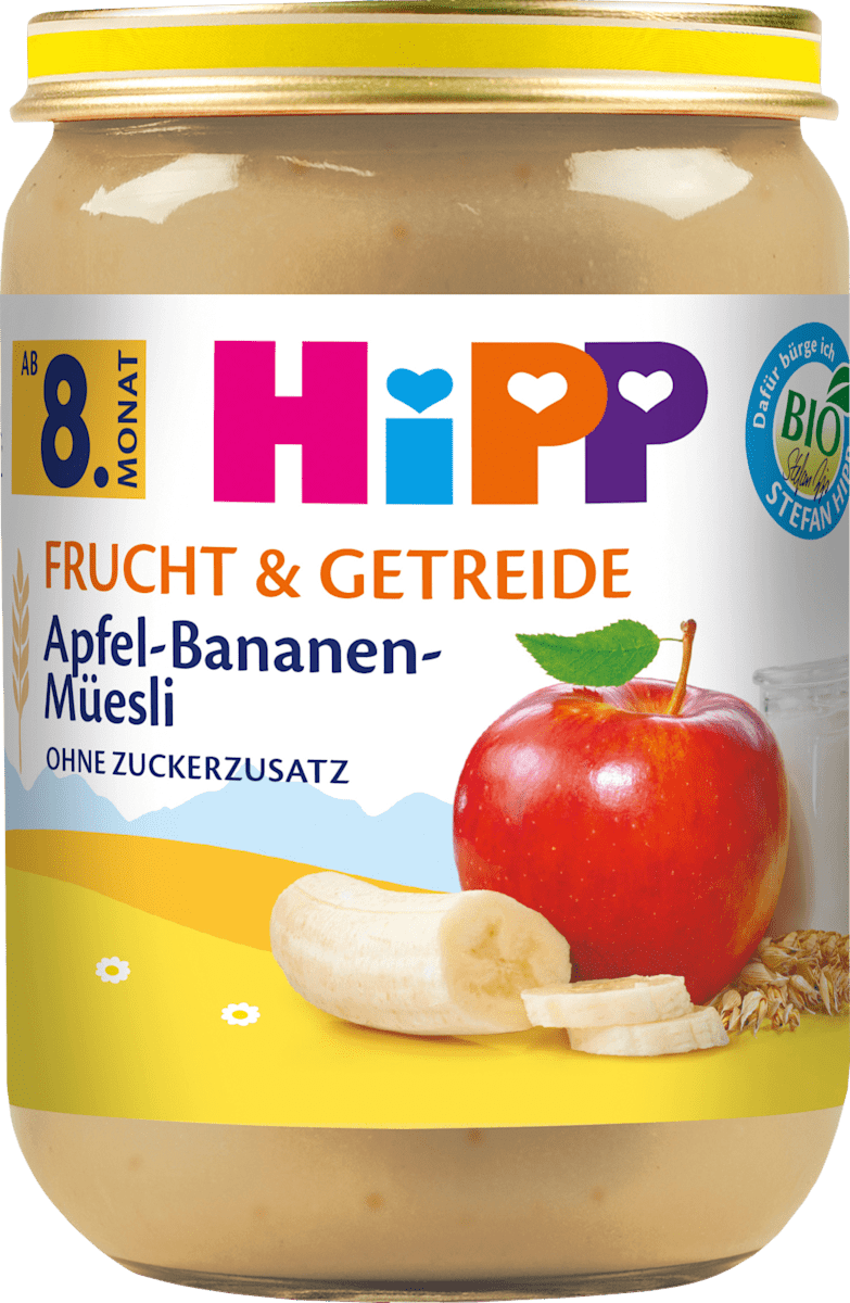 HiPP Frucht & Getreide Apfel-Bananen-Müsli ab dem 8. Monat, 190 g | dm.at