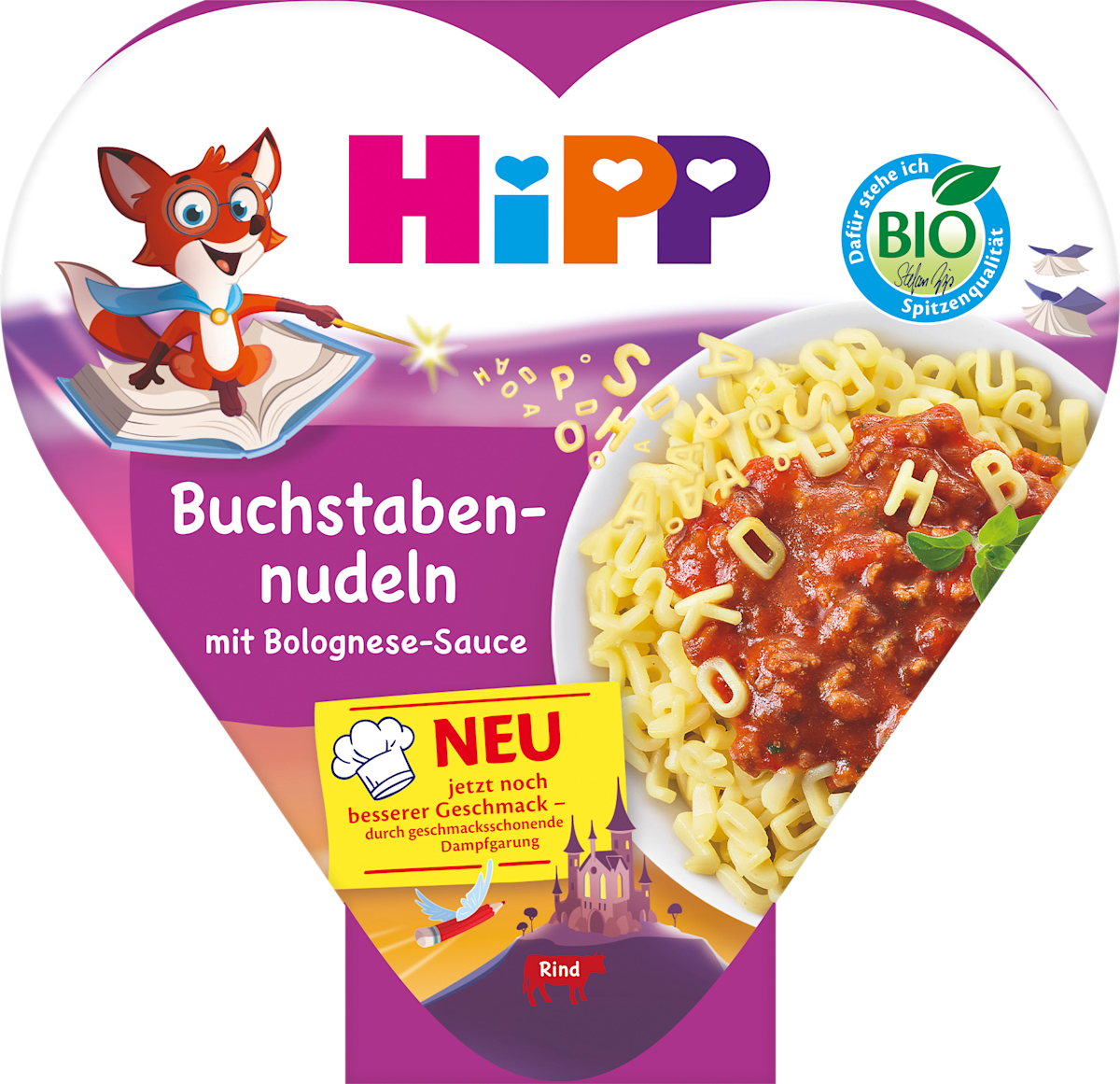 HiPP Kinderteller Buchstabennudeln mit Bolognese-Sauce ab 1 Jahr, 250 g ...