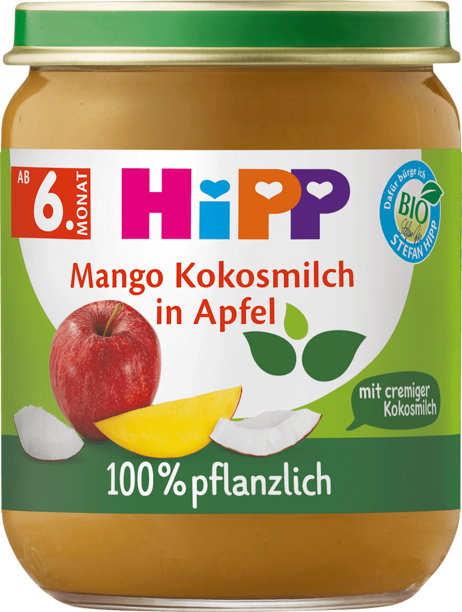 HiPP Früchte Mango, Kokosmilch in Apfel ab dem 6. Monat, 160 g | dm.at