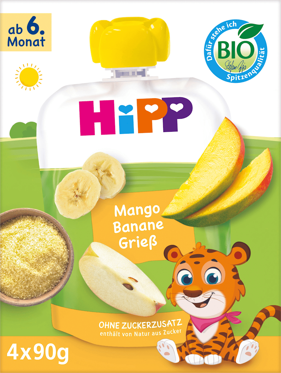 HiPP Quetschies Multi Mango Bananen Grieß, ab 6. Monat (4x90 g), 360 g dauerhaft günstig online ...