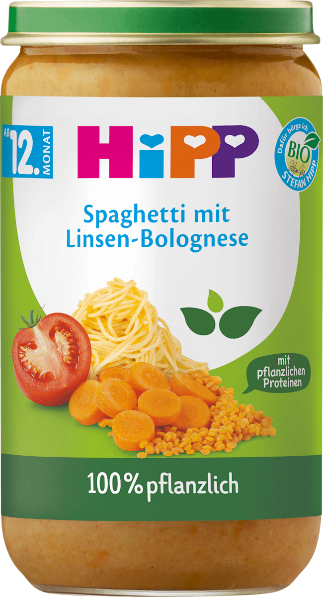HiPP Menü Spaghetti mit Linsen-Bolognese ab 12. Monat pflanzlich, 250 g ...
