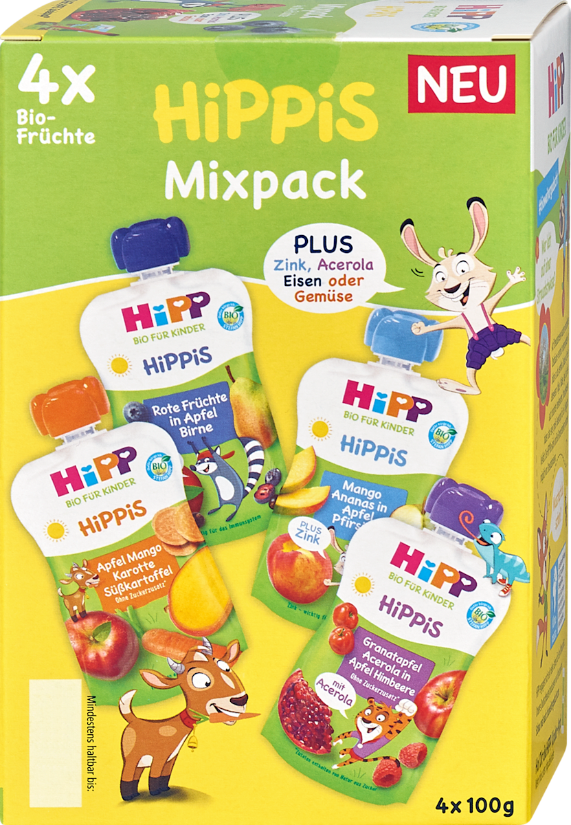 HiPP Quetschie Hippis Mixpack Früchte ab 1 Jahr, 400 g | dm.at