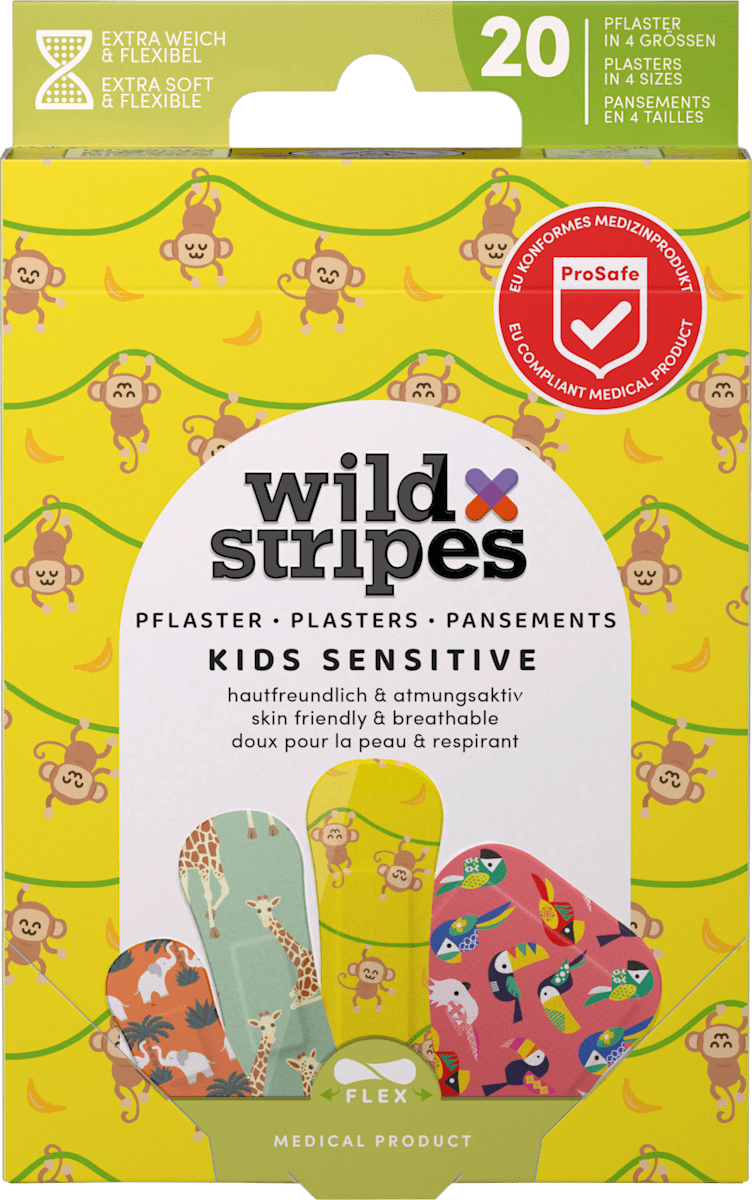 Wild Stripes Pflaster Kids Sensitive Jungle Animals, 20 St | dm.at