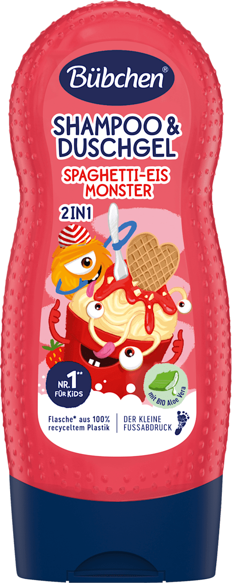 Bübchen Kinder Shampoo & Duschgel 2in1 Spaghetti-Eis Monster, 230 ml ...