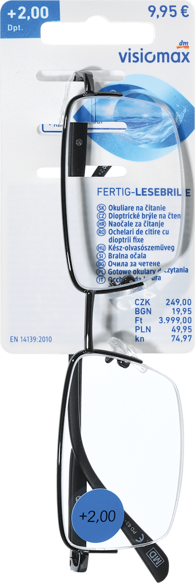 visiomax Očala za branje, dioptrija: +2,00, črna, 1 kos | dm.si