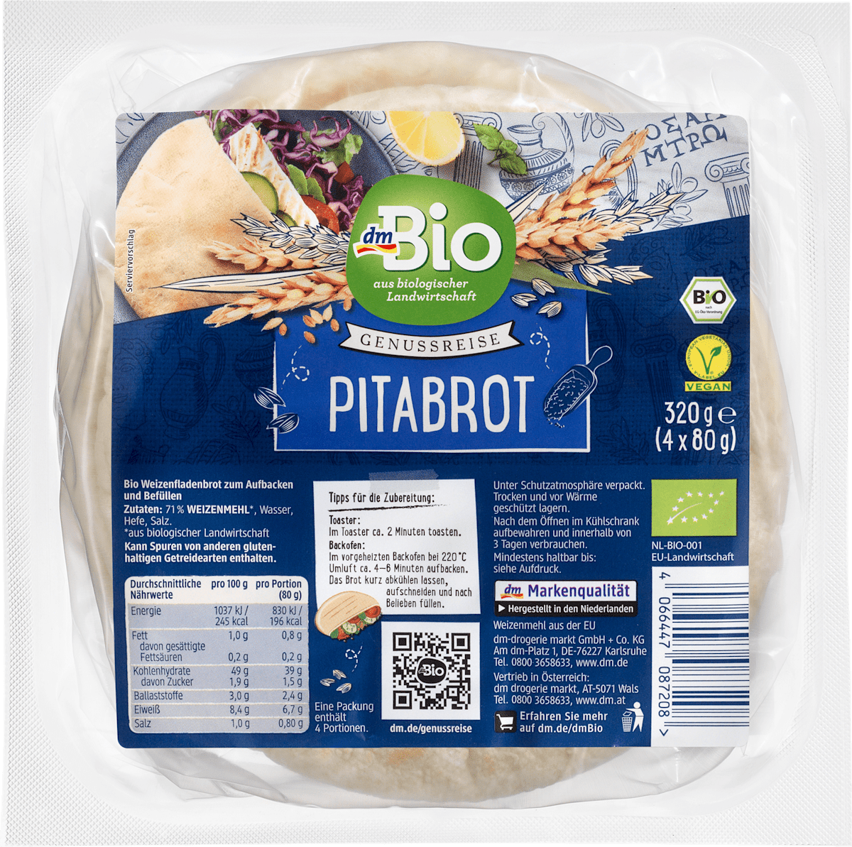 dmBio Brot, Pita, 320 g dauerhaft günstig online kaufen | dm.de