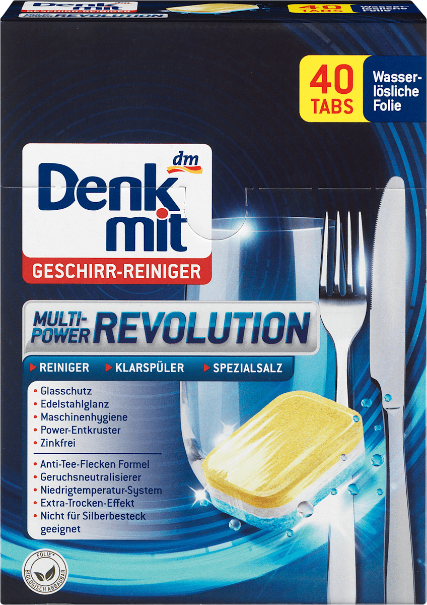 Denkmit Spülmaschinen-Tabs Multi-Power Revolution, 40 St dauerhaft ...