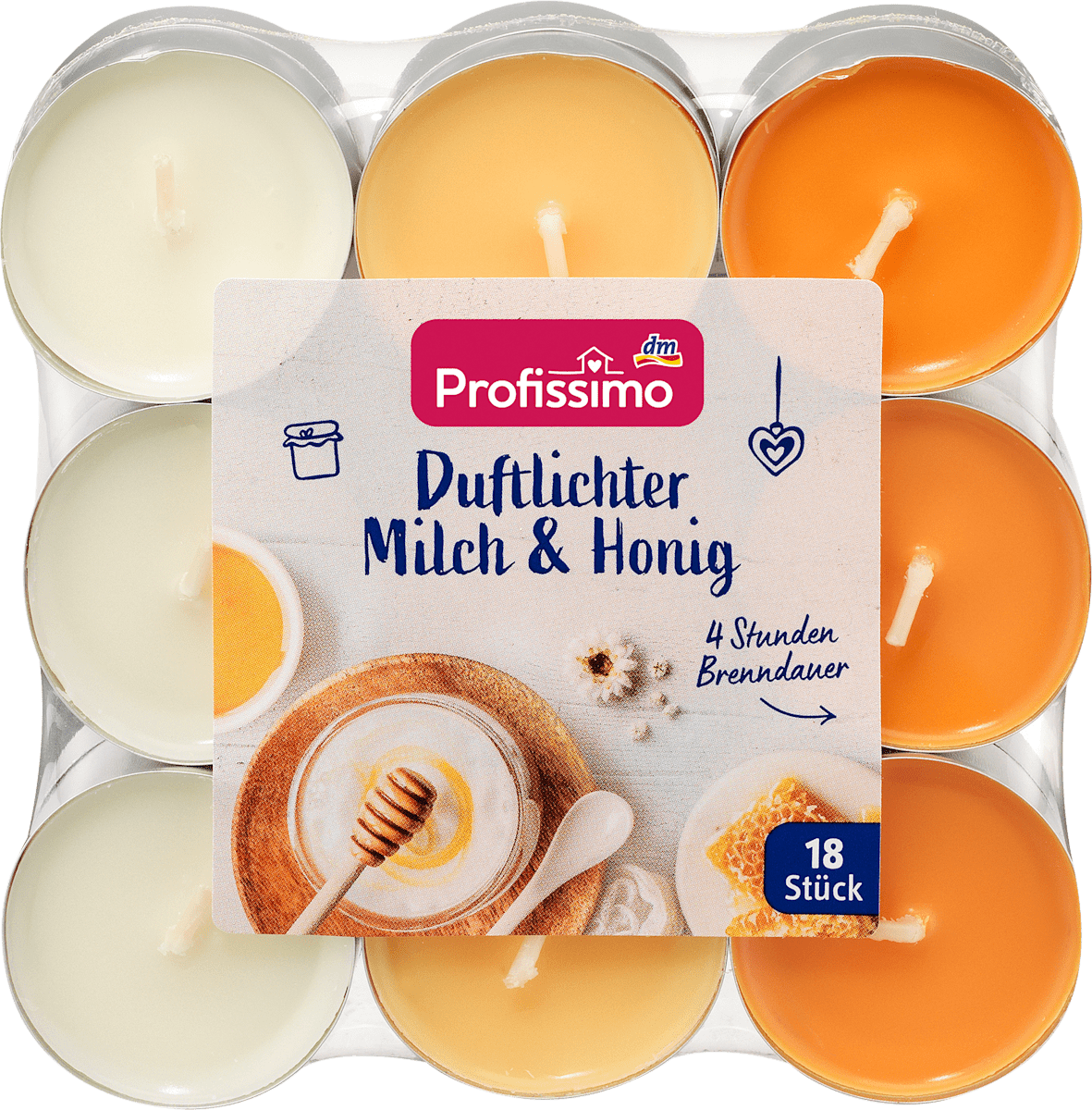 Profissimo Čajne mirise sveće, okrugle - med i mleko, 18 kom | dm.rs