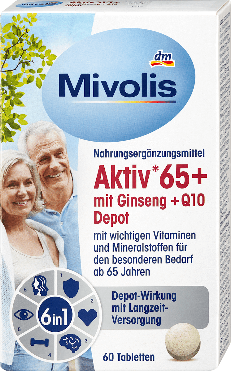 Mivolis Aktiv* 65+ Depot étrend-kiegészítő tabletta ginzenggel és Q10 ...