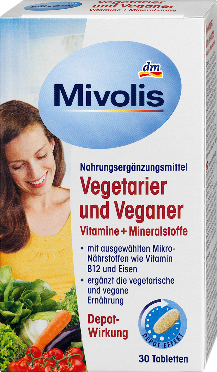 Mivolis Tabletten Vegetarier und Veganer Vitamine + Mineralstoffe, 46 g ...