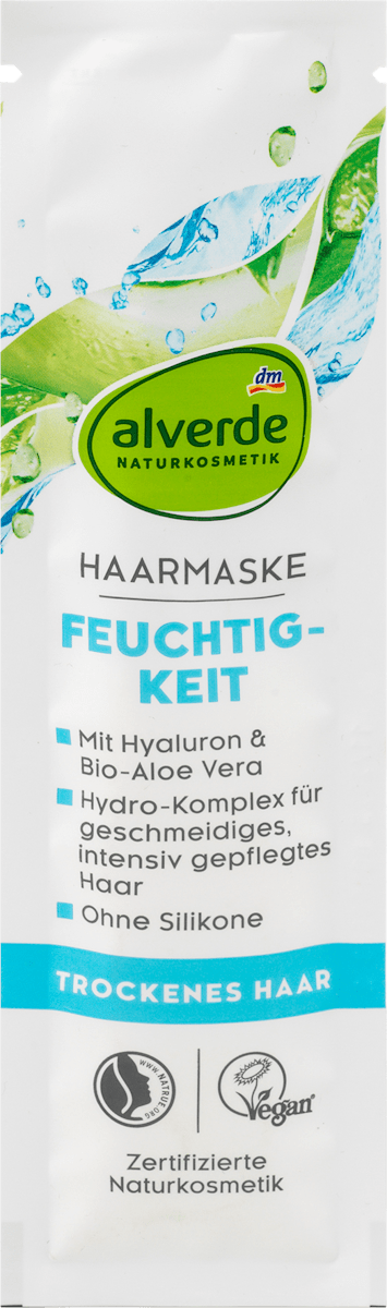alverde NATURKOSMETIK Hidratáló hajpakolás száraz hajra, hialuronnal és bio aloe verával, 20 ml ...