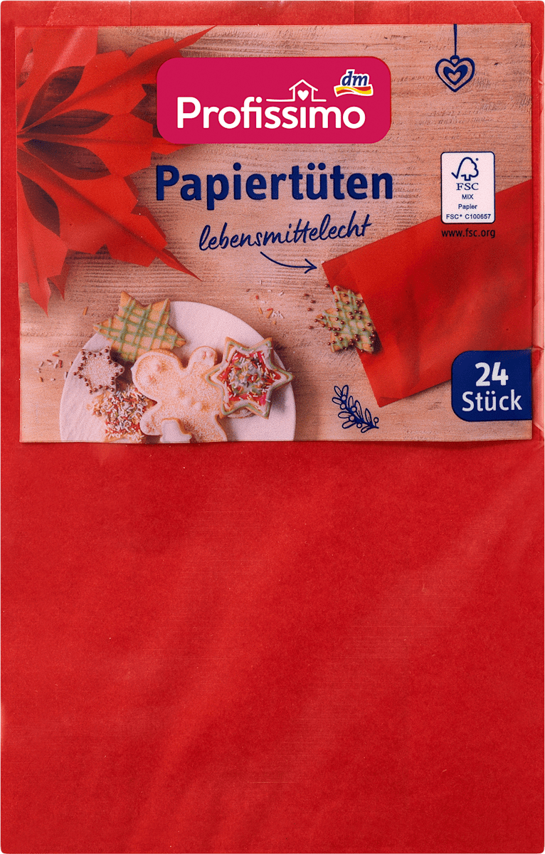 Profissimo Papirne vrećice za hranu, 20,5 x 12,5 cm - crvena, 24 kom ...