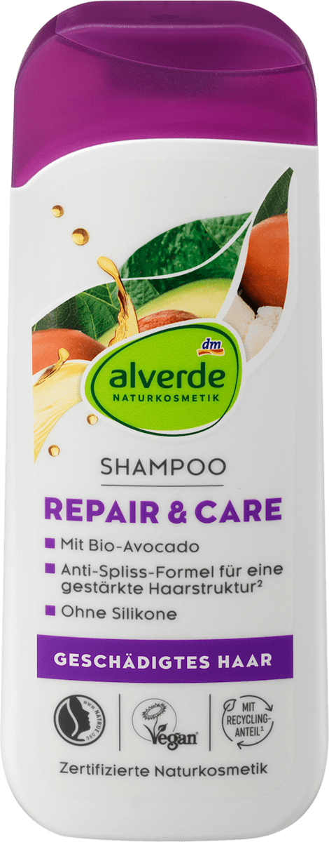 alverde NATURKOSMETIK Shampoo Repair Avocado, Sheabutter, 200 ml ...
