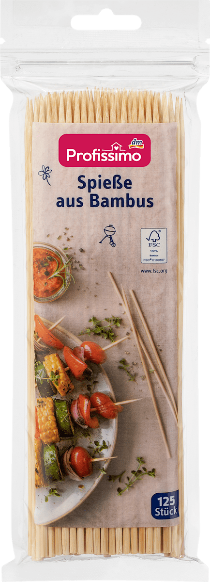 Profissimo Spiedini in bambù, 125 pz | dm Italia