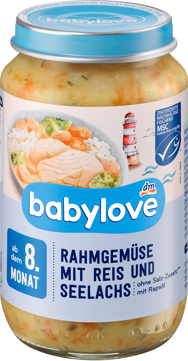 babylove Omogeneizzato di verdure, riso e merluzzo, 220 g | dm Italia