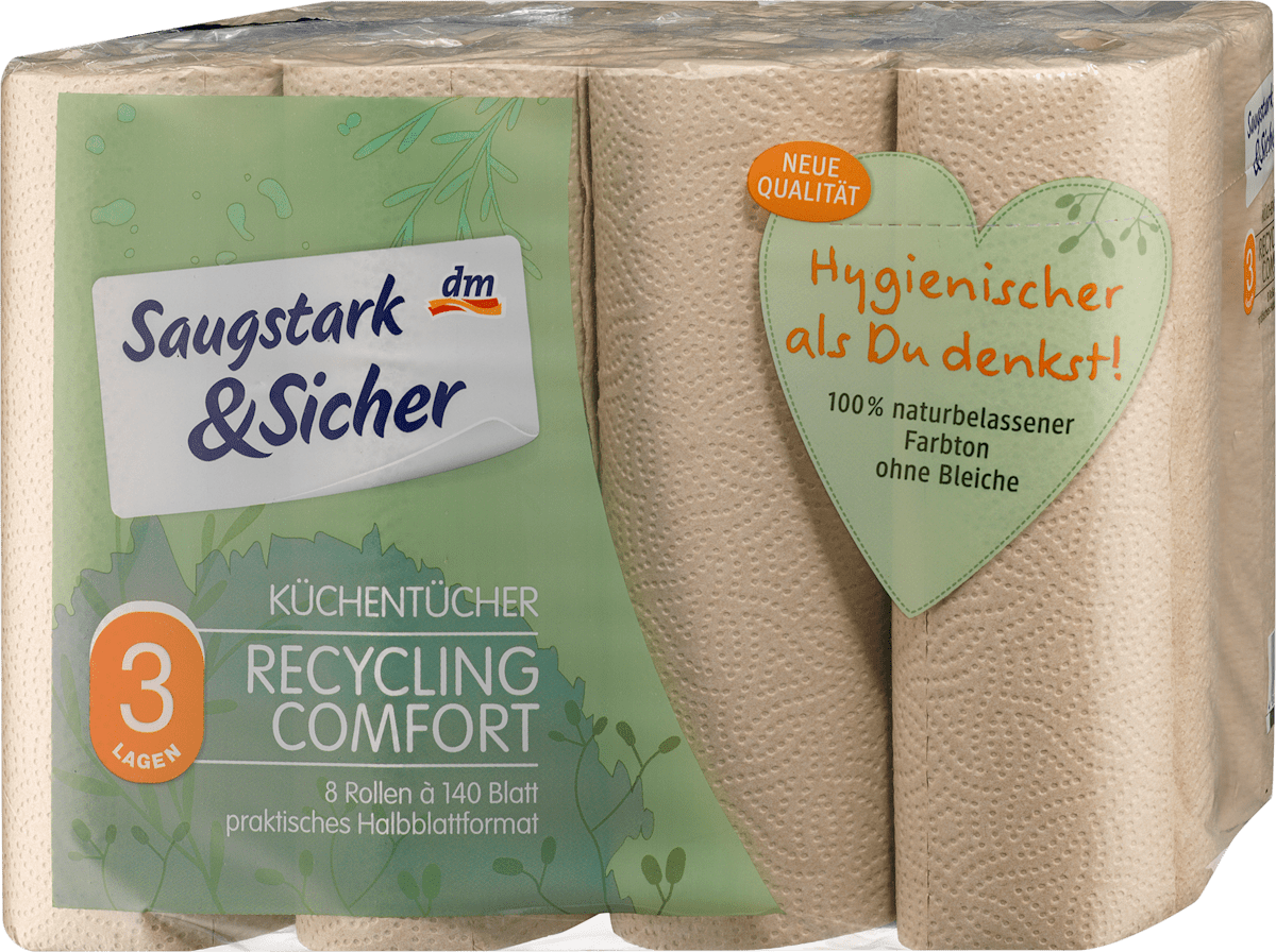 Saugstark&Sicher 3-slojni, reciklirani kuhinjski ubrusi, 8 kom | dm.rs