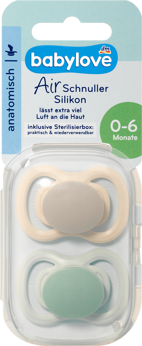 babylove Schnuller Air Silikon anatomisch, braun/grün, Gr.1, 0-6 Monate ...