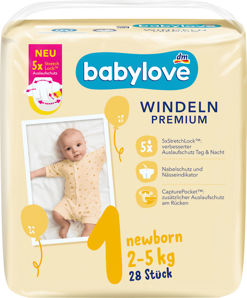 babylove PREMIUM pelene newborn, veličina 1 (2-5kg), 28 kom | dm.rs
