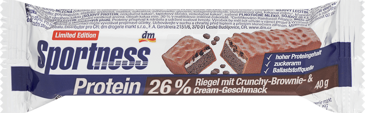 Sportness Proteinriegel 26%, Crunchy Brownie & Cream Geschmack, 40 g ...