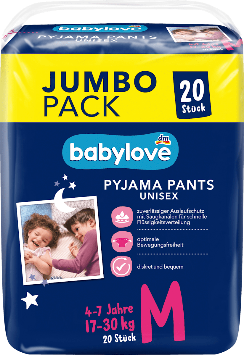 babylove Pidžama noćne pelene gaćice M (17 – 30 kg), za djevojčice i ...