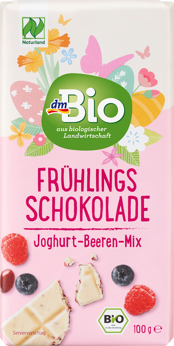 dmBio Jarná čokoláda mix jogurt - bobuľovité ovocie, 100 g | mojadm.sk