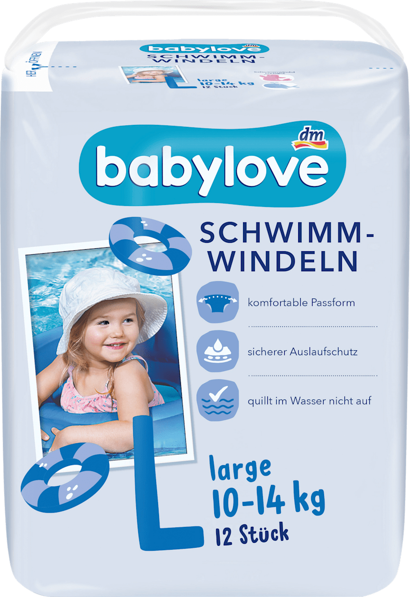 babylove Plavalne plenice L large, 10-14 kg, 12 kos | dm.si