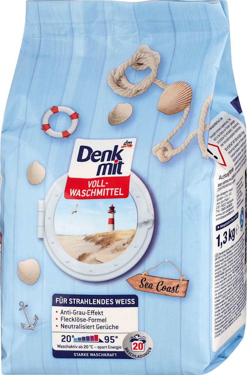 Denkmit Detergent pudră de spălat pentru rufe albe Sea Coast, 1.300 g ...