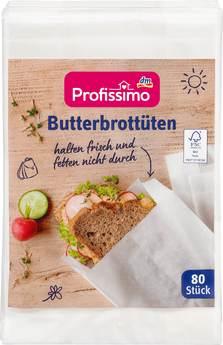 Profissimo papírové sáčky na svačinu, 80 ks | dm.cz