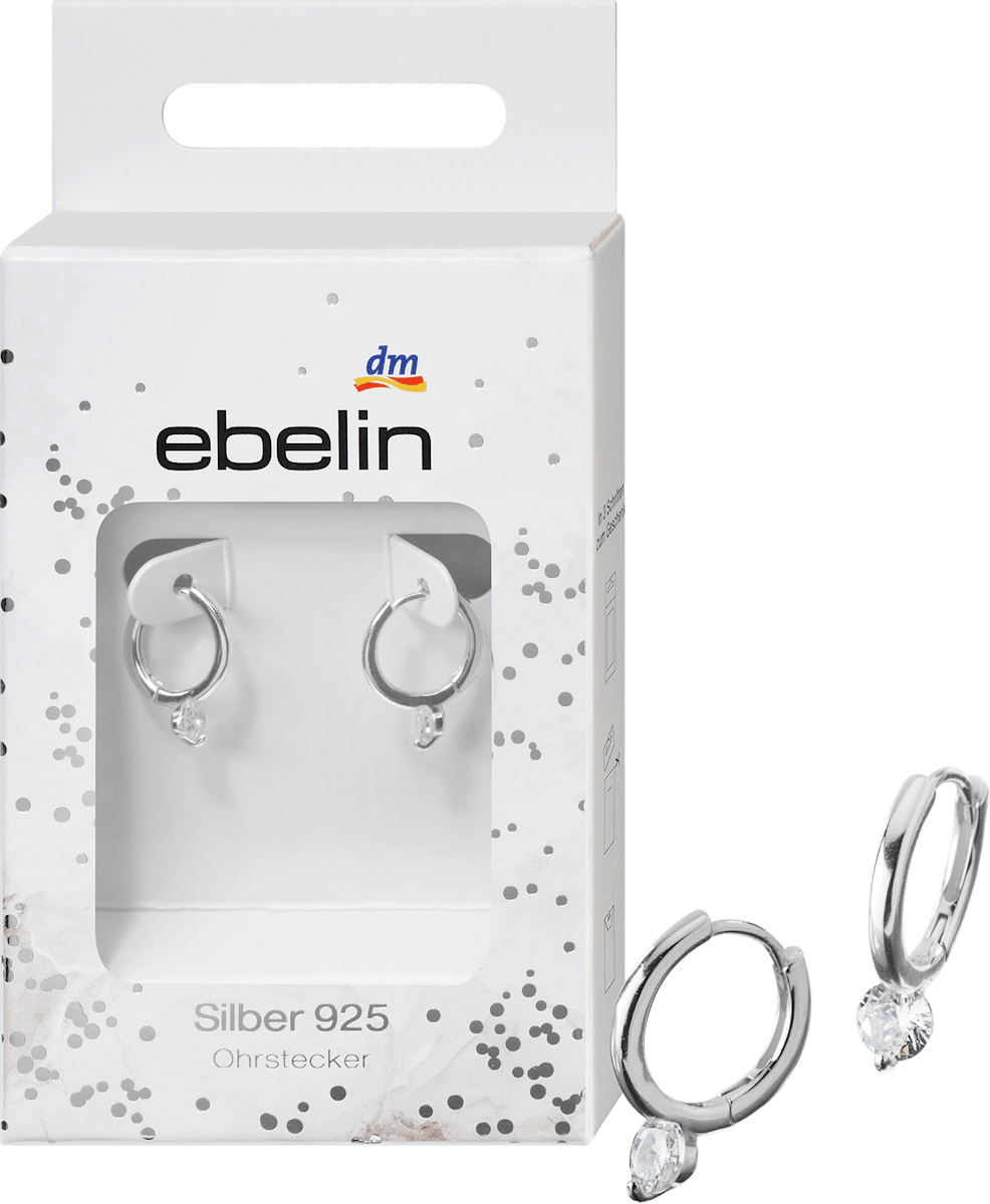 ebelin Creolen 925 Silber mit Strassstein, 2 St dauerhaft günstig ...